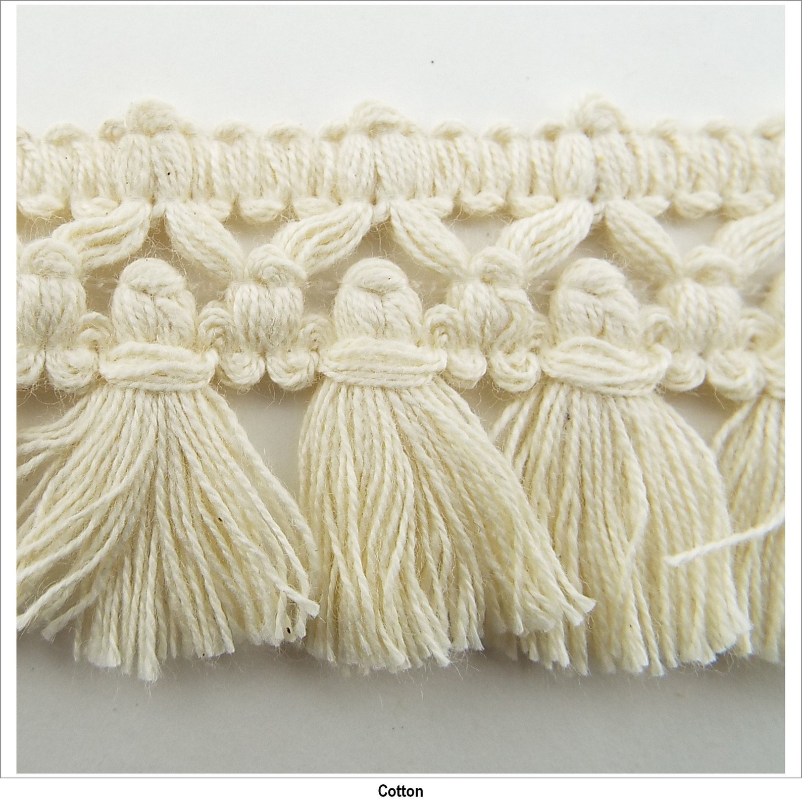 3 COLOUR 38mm Cotton Linen Mix Natural Tassel Braid Fringe Gimp BUY 1 2 ...