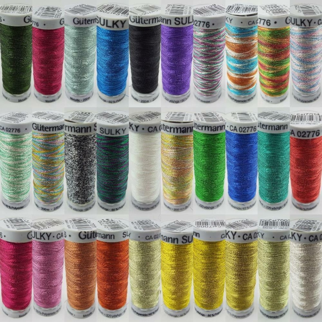 Gutermann Sulky Metallic Thread 200 Metre Machine or Hand Sewing ...