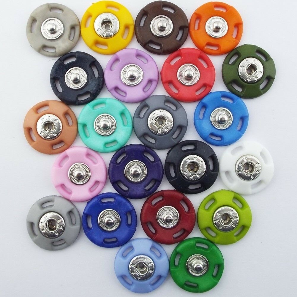 22 COLOUR LARGE 22mm Plastic Metal Popper Snap Fastener Press Stud BUY ...