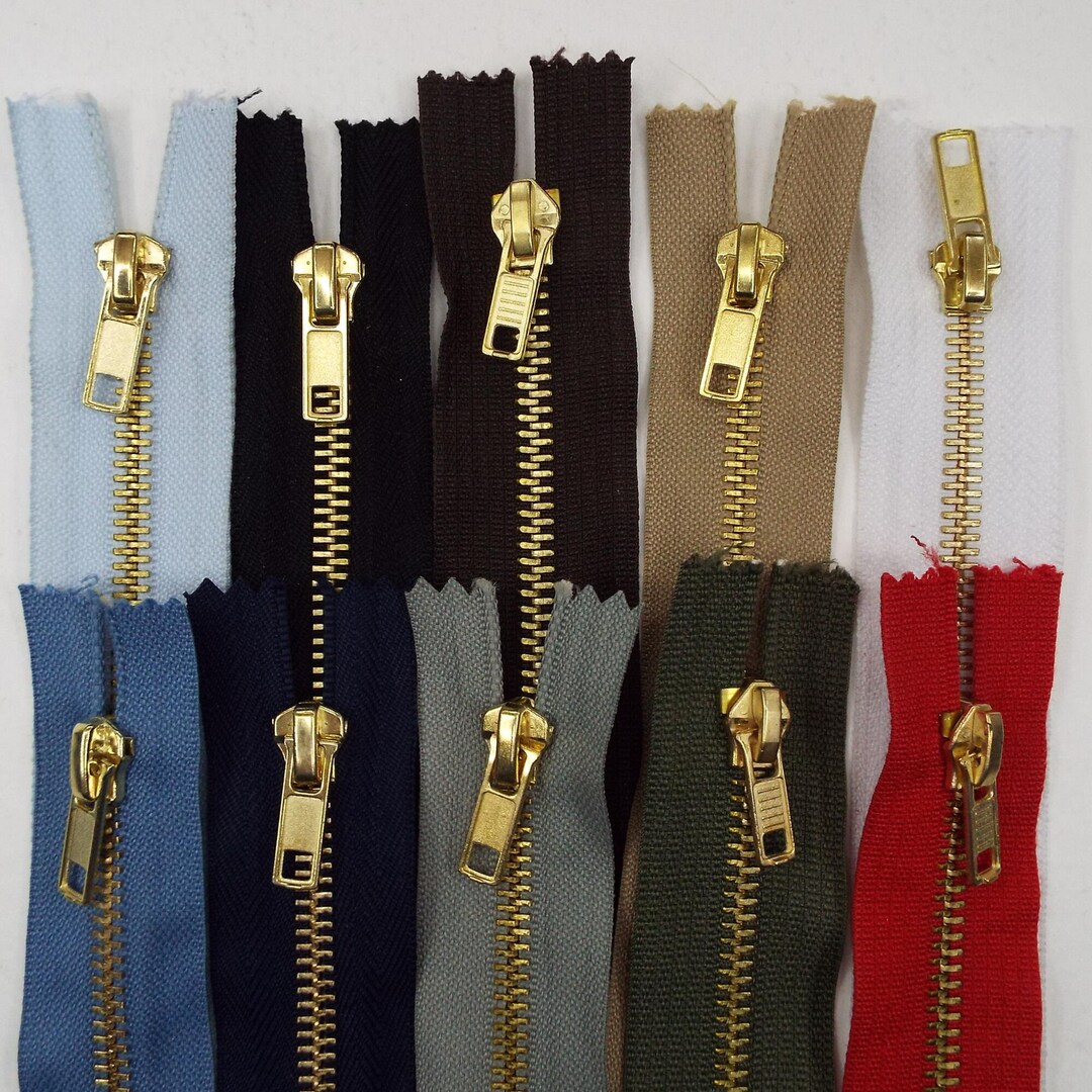 10 COLOUR 15cm 6 Inch Brass Metal Gold Trouser Strong BUY 1 2 Zips 732 ...