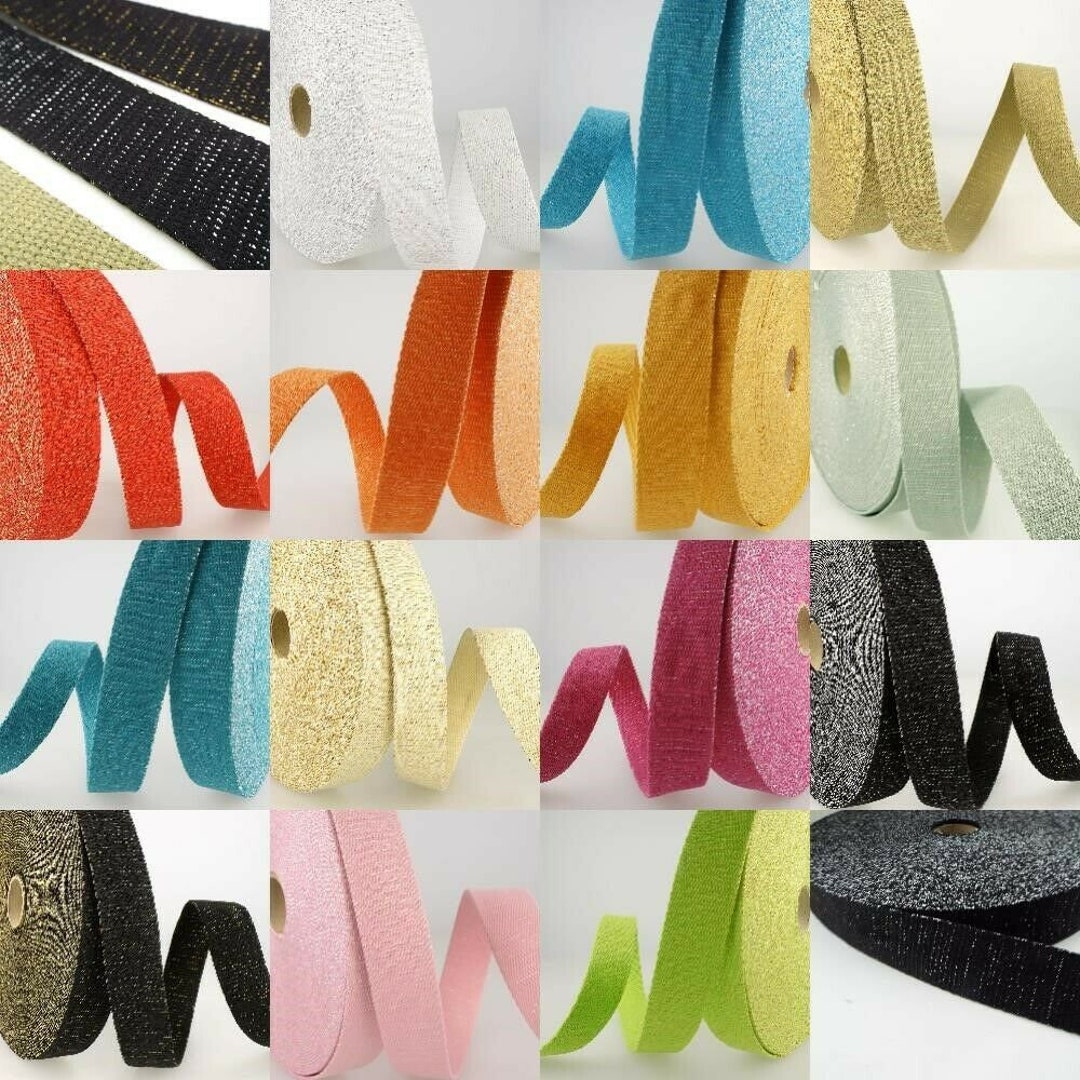 14 COLOUR 30mm 2mm Thick Glitter Metallic Webbing Bag Handle Strap 1 2 ...