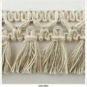 3 COLOUR 38mm Cotton Linen Mix Natural Tassel Braid Fringe Gimp BUY 1 2 ...