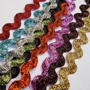 18 COLOUR 14mm Metallic Ric Rac Glitter Ribbon Costume Christmas BUY 1 ...
