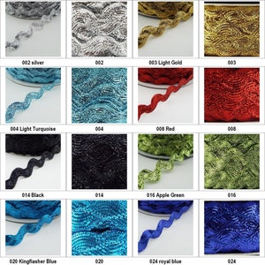 18 COLOUR 14mm Metallic Ric Rac Glitter Ribbon Costume Christmas BUY 1 ...