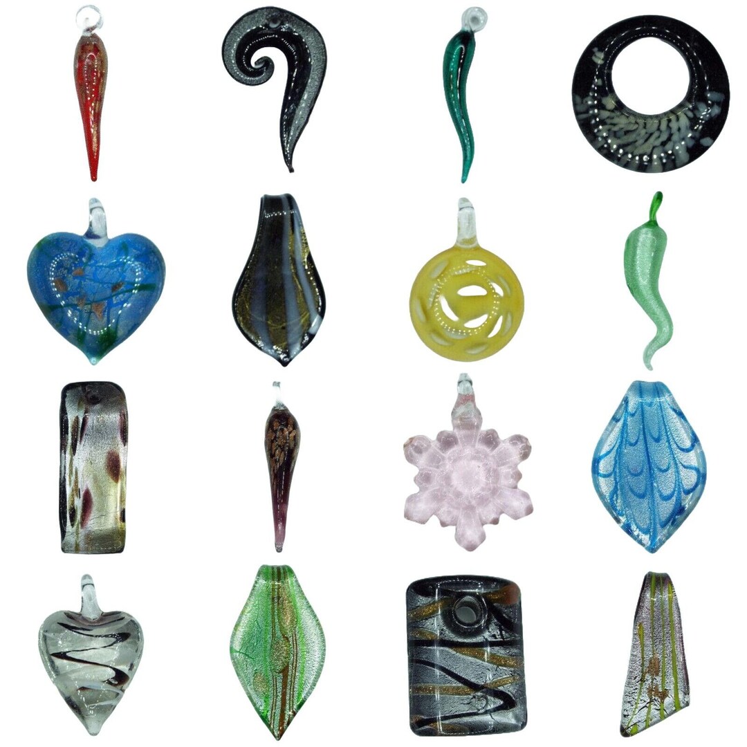 16 TYPE Large Glass Pendant Necklace Bag Charm Bead Star Heart BUY 1 2 ...