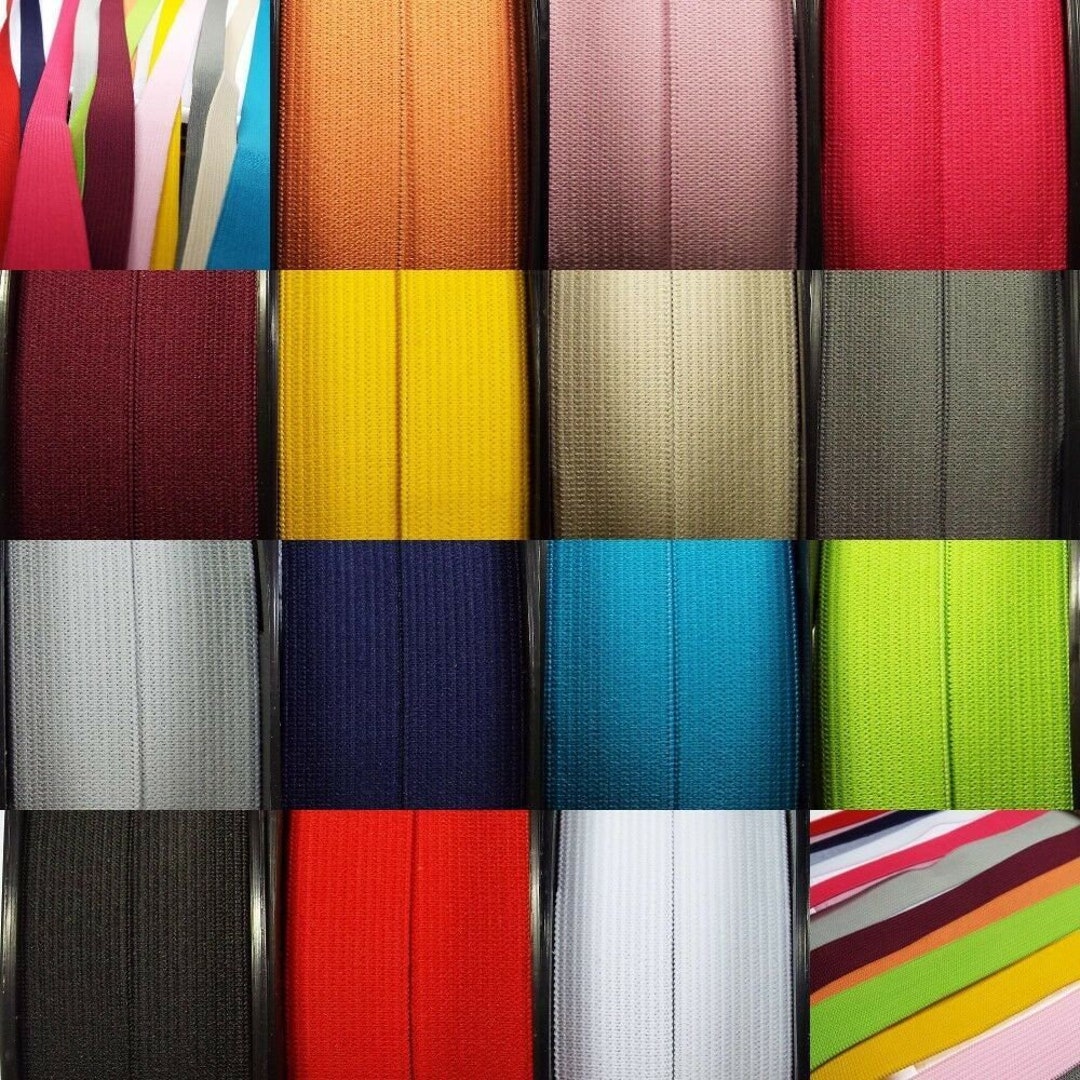 14 COLOUR Flat Elastic 5mm 10mm 15mm 20mm 25mm Anti Roll Stretch BUY 1 ...