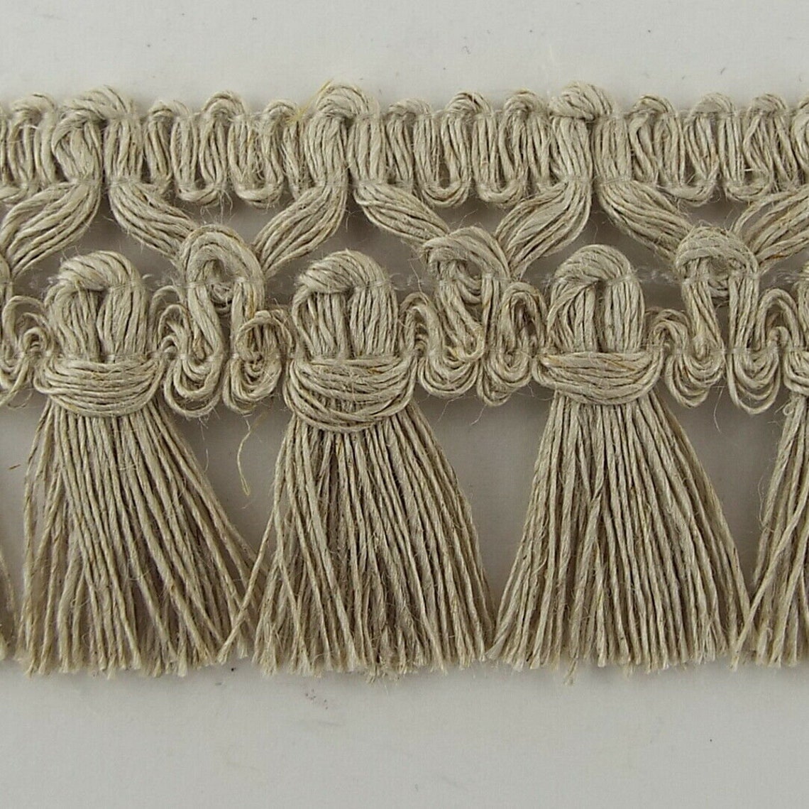 3 COLOUR 38mm Cotton Linen Mix Natural Tassel Braid Fringe Gimp BUY 1 2 ...