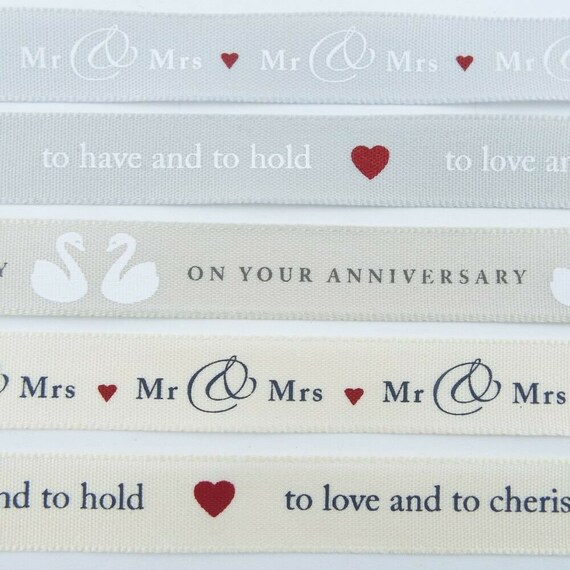 5 DESIGN 15mm Wedding Anniversary Ribbon Rustic Taffeta Vow - Etsy UK