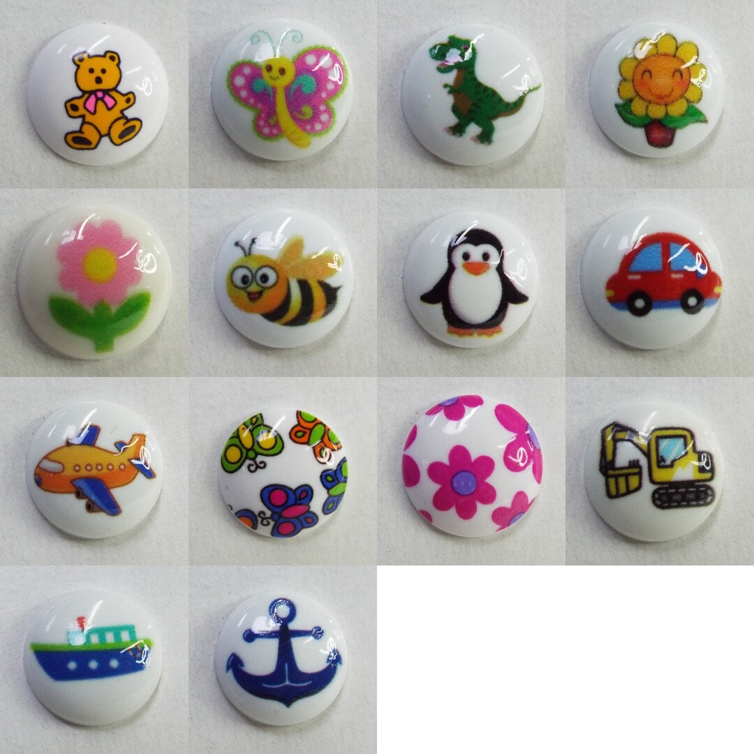 14 DESIGN 15mm Printed Children Baby Kid Animal Vehicle BUY 2 4 8 ...