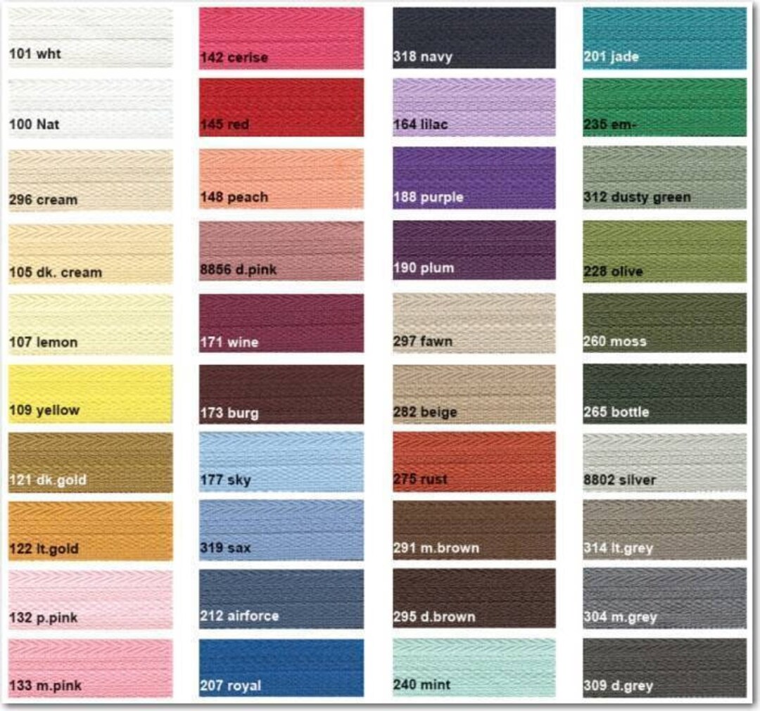 1 ZIP 41 COLOURS 18 20 22 25 30 35cm 7-14 Inch Nylon Closed End No3 ...