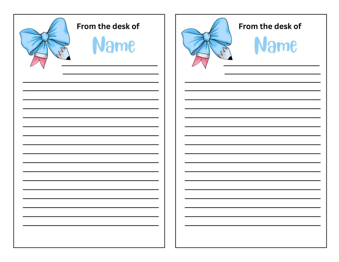 Editable Name Blue Coquette From the Desk of Notepad Template - Etsy