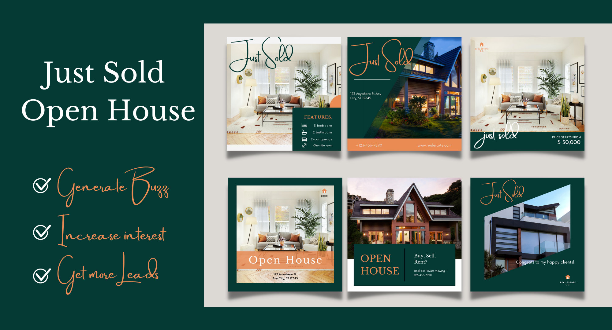 100 Modern Real Estate Instagram Post Templates for Realtors - Etsy