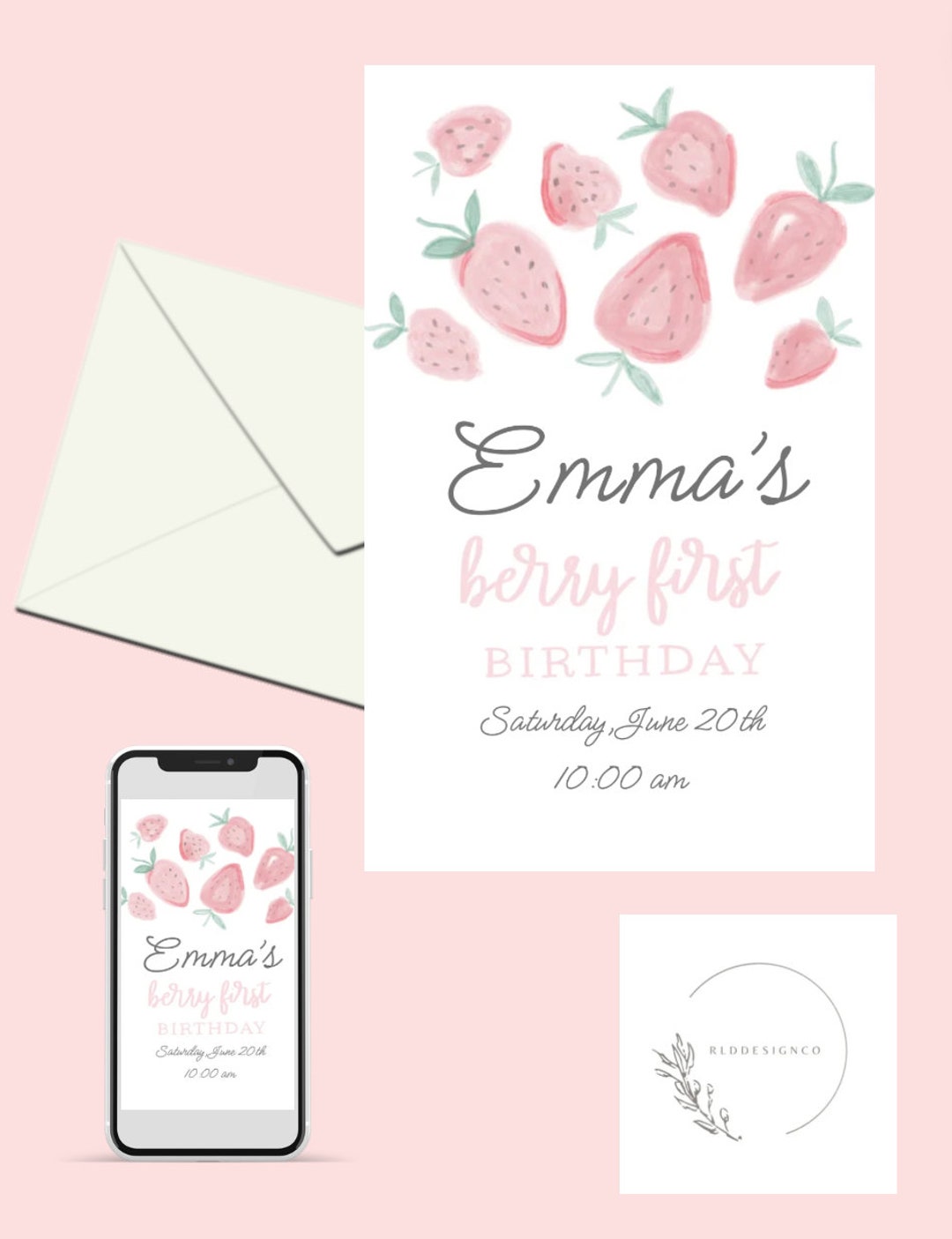 Berry First Birthday Invitation - Etsy