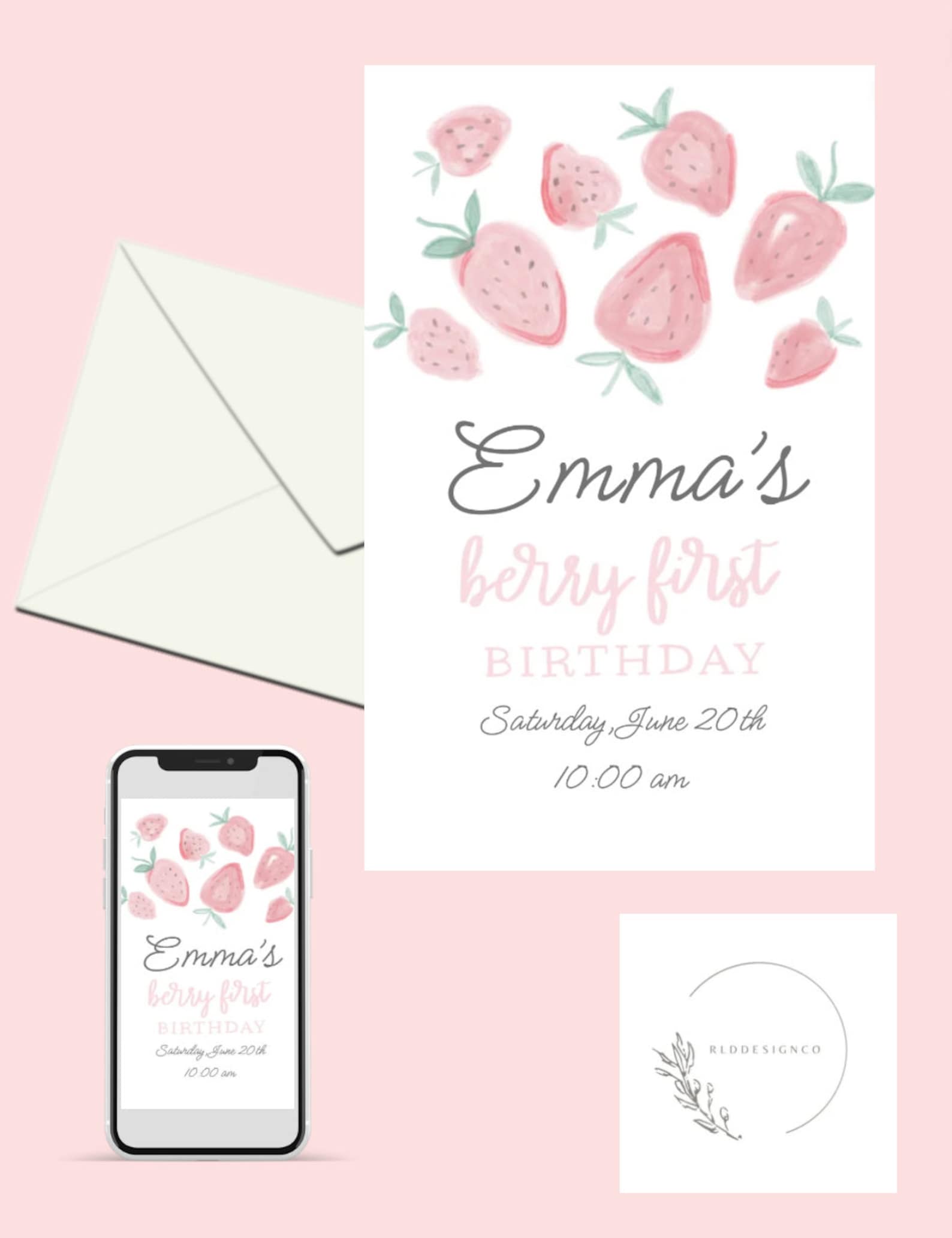 Berry First Birthday Invitation - Etsy
