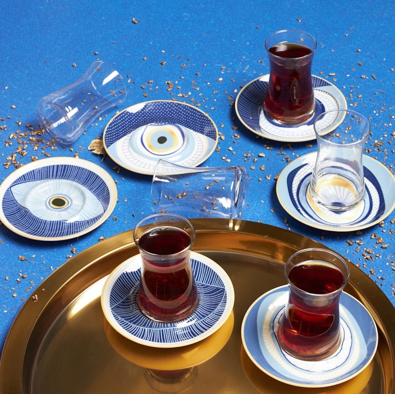 Turkish Tea Set Turkish Glass Tea Cups And Porcelain Etsy