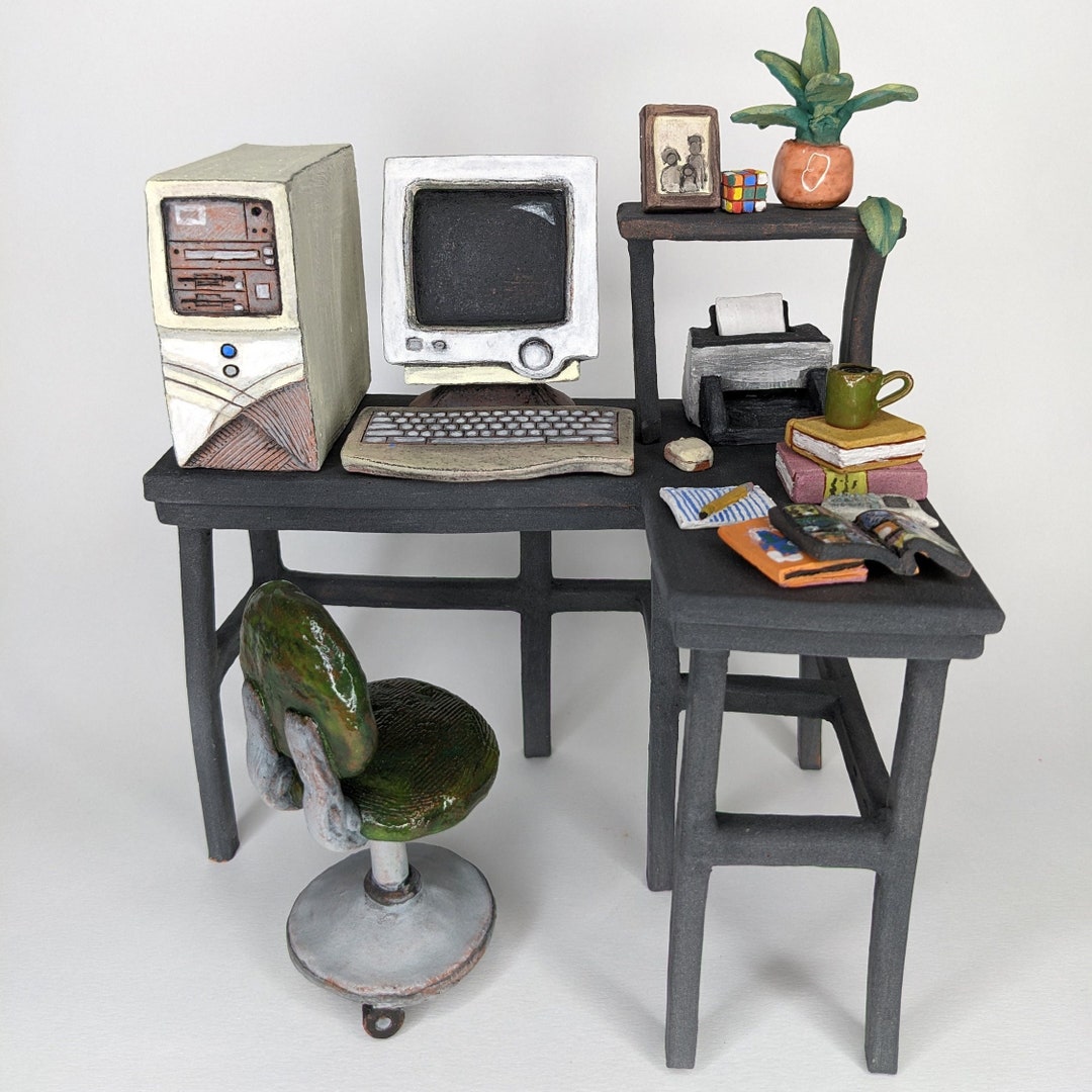 Ceramic Retro Computer Battle Station Miniature Sculpture - Etsy
