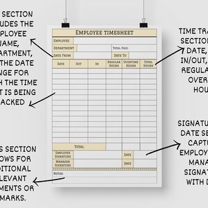 Editable Employee Timesheet Template: Printable Work Log (fillable PDF ...