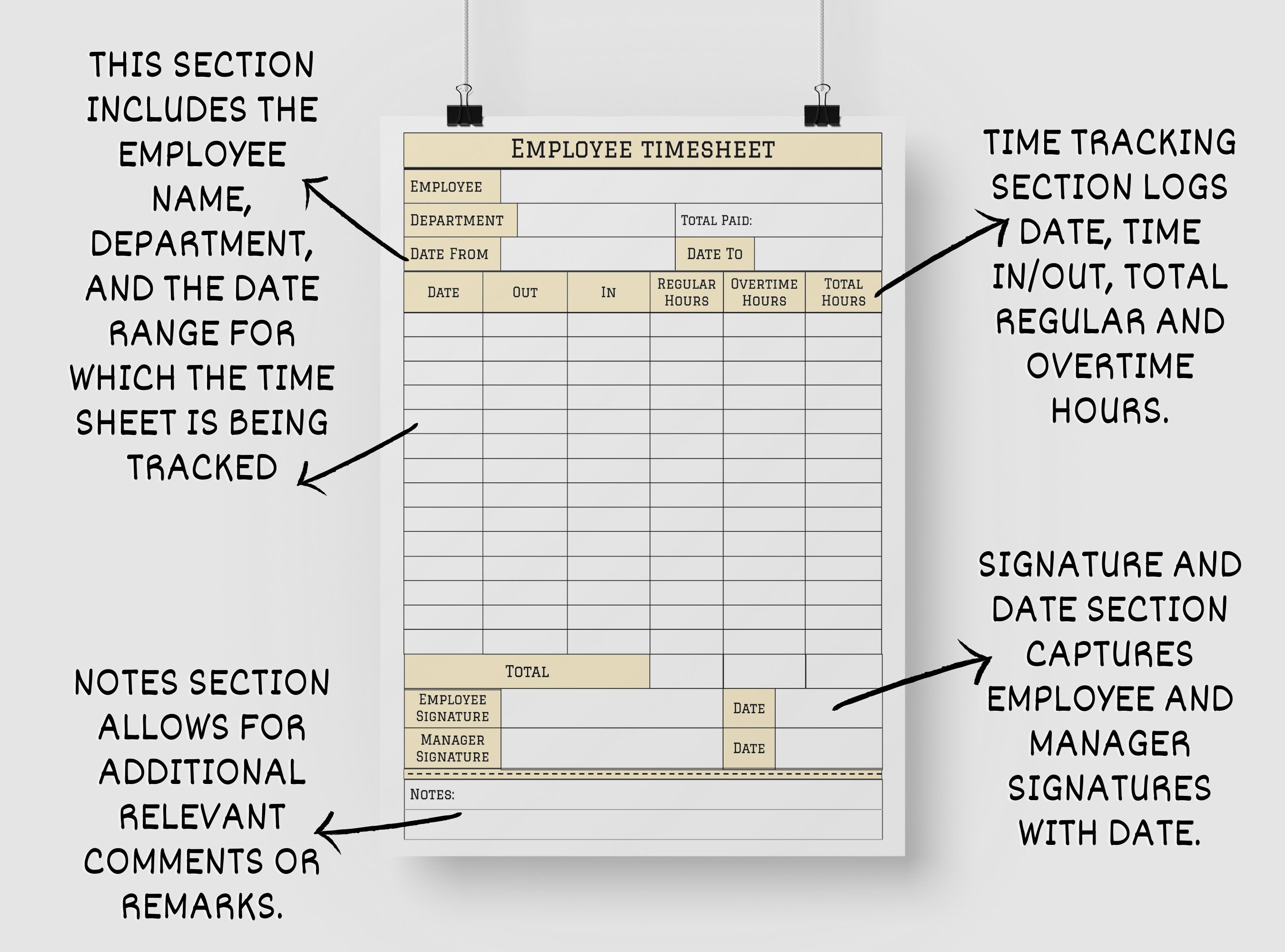 Editable Employee Timesheet Template: Printable Work Log (fillable PDF ...