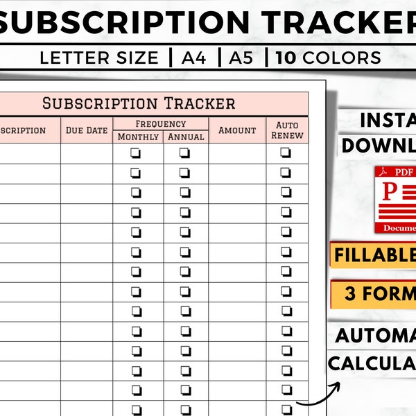 Yearly Subscription Template - Etsy