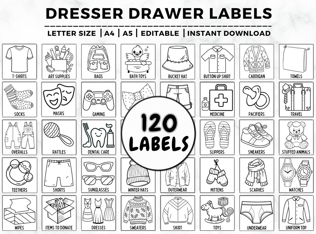 Kids Dresser Drawer Labels, Kids Drawer Labels, Dresser Drawer Labels ...