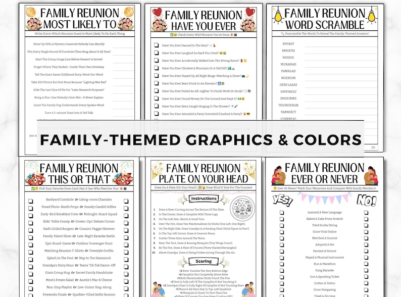 Family Reunion Games Bundle, 80 Family Reunion Activities, Family ...