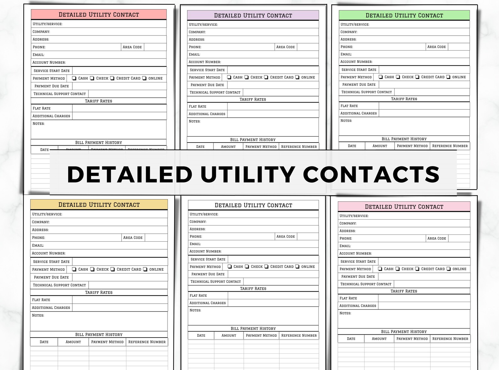 Printable Utility Contacts Tracker, Household Organizer (digital ...