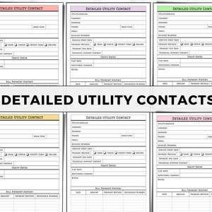 Printable Utility Contacts, Utility Service Address Book, Utility ...