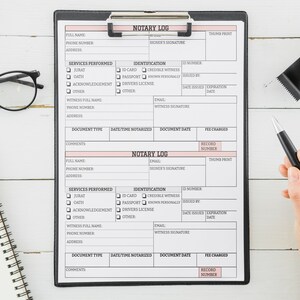 Printable Notary Journal, Notary Public Record Book (editable PDF) - Etsy