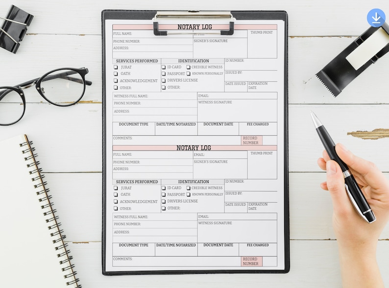 Printable Notary Journal, Notary Public Record Book (editable PDF) - Etsy