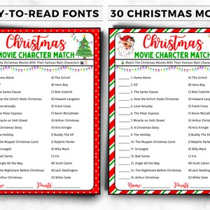 Christmas Movie Match Game, Actors & Christmas Movie Characters ...