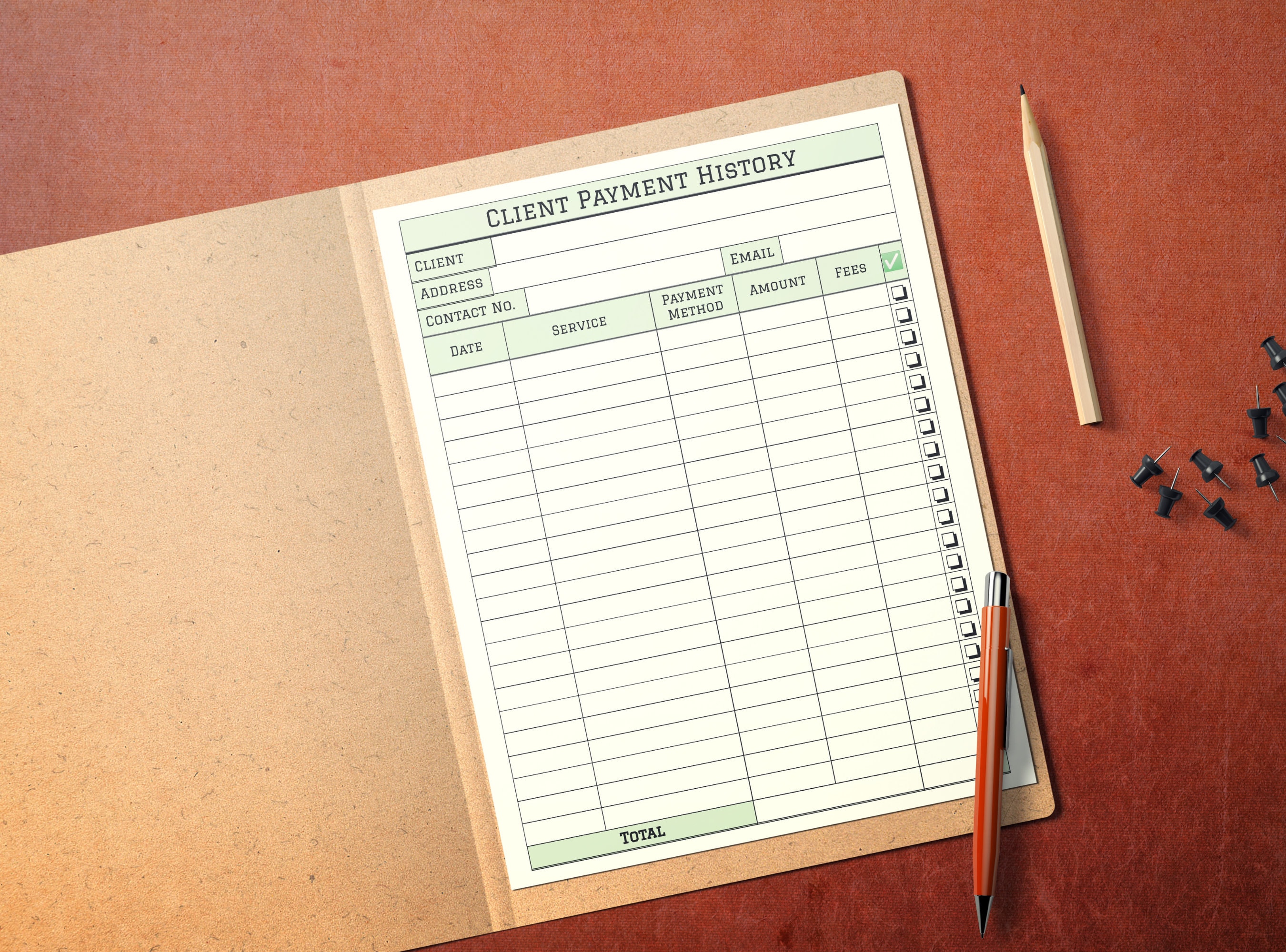 Client Payment Tracker, Printable Client Payment History, Small ...