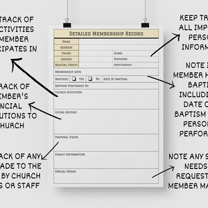 Church Membership Record Book, Pastor Secretary Admin (printable ...