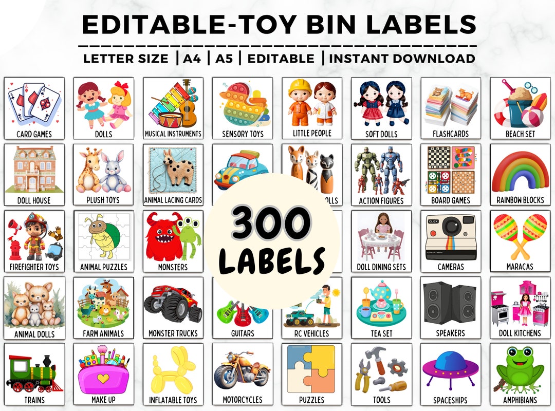 Toy Bin Labels, Toy Bin Labels Editable, Playroom Labels, Trofast ...
