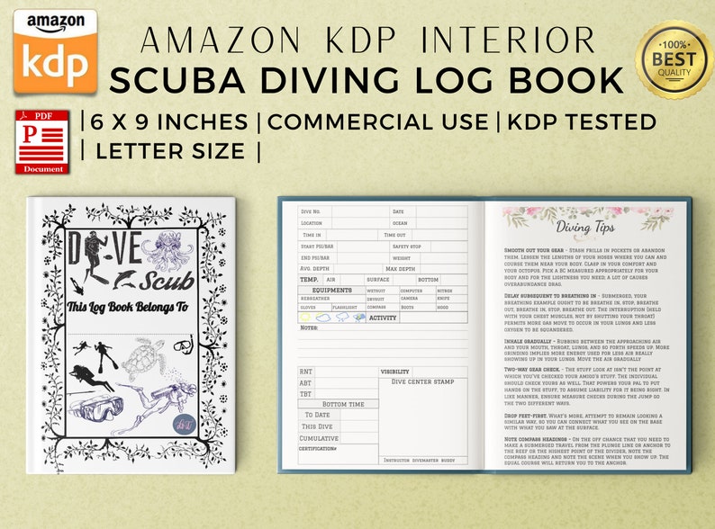 Scuba Diving Log Book Template Printable PDF Download Diving - Etsy