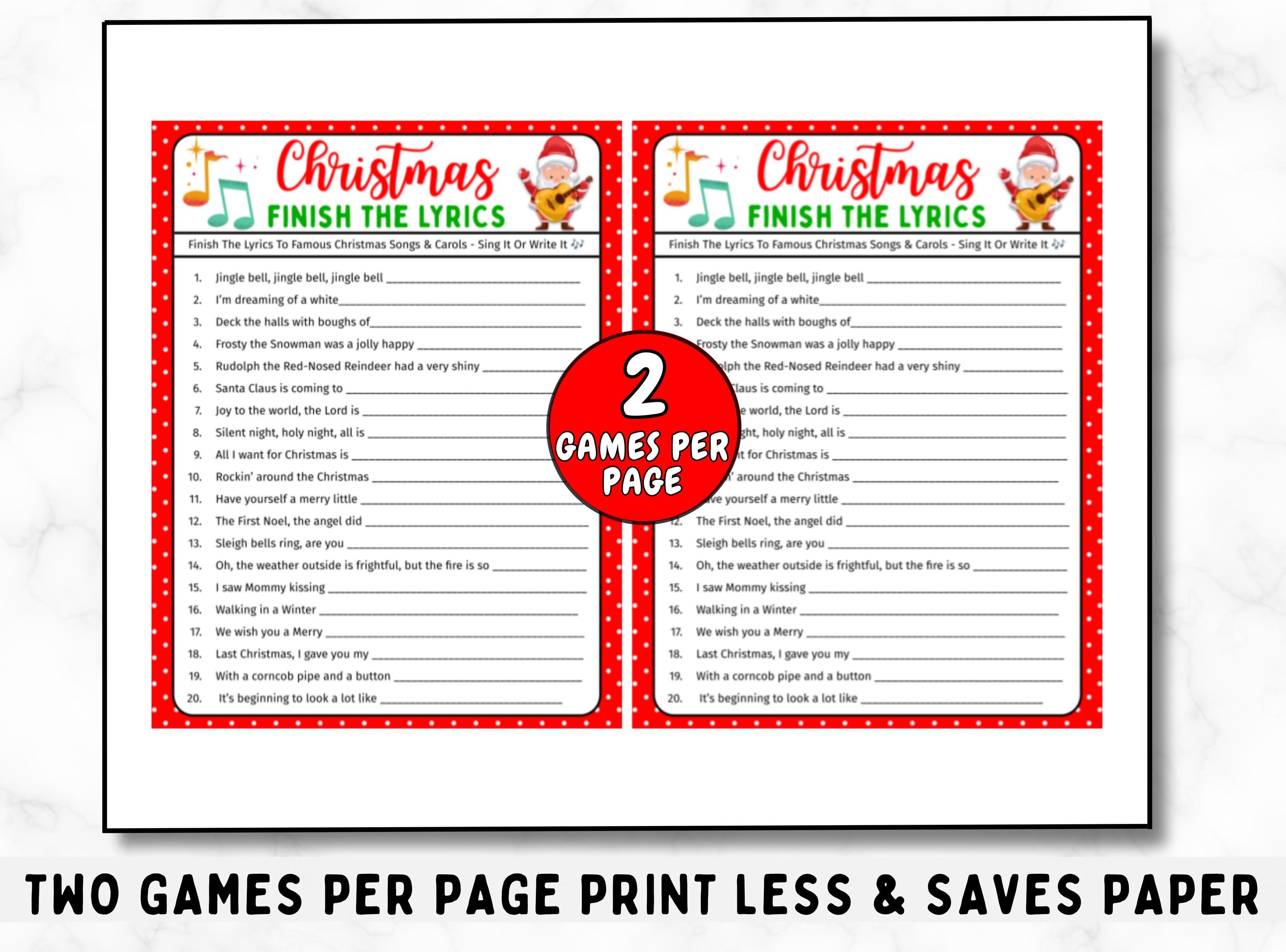 Christmas Finish the Lyrics, Christmas Song Games, Christmas Music ...