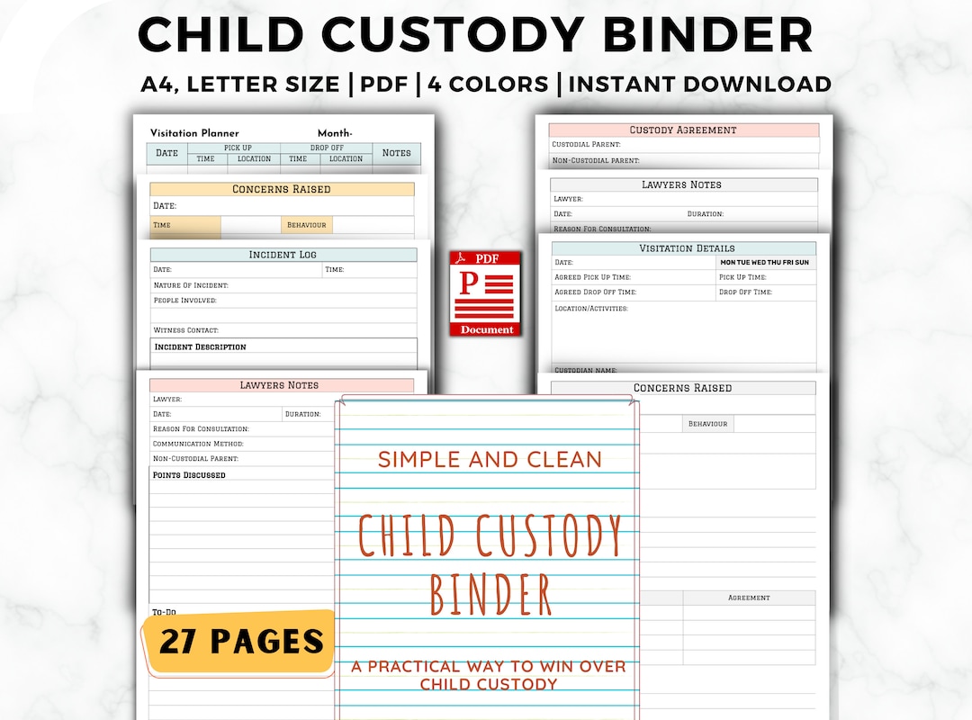 Child Custody Binder, Custody Planner, Coparenting Calendar, Single ...