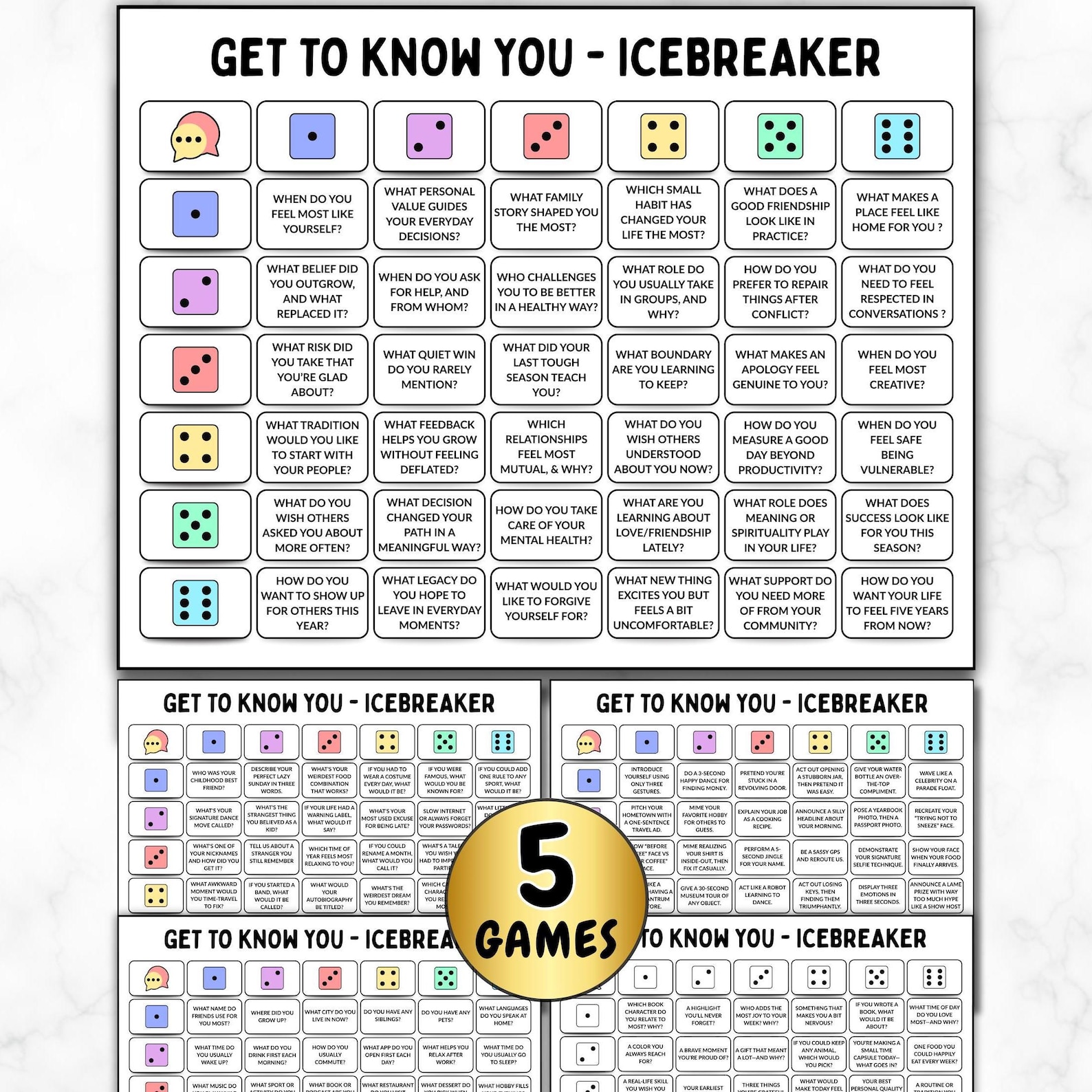 5 Ice Breaker Dice Games, Dicebreaker Game, Icebreaker Activity ...