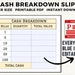 Cash Breakdown Slips Printable, Bank Teller Slips, Cash Withdraw Slips ...