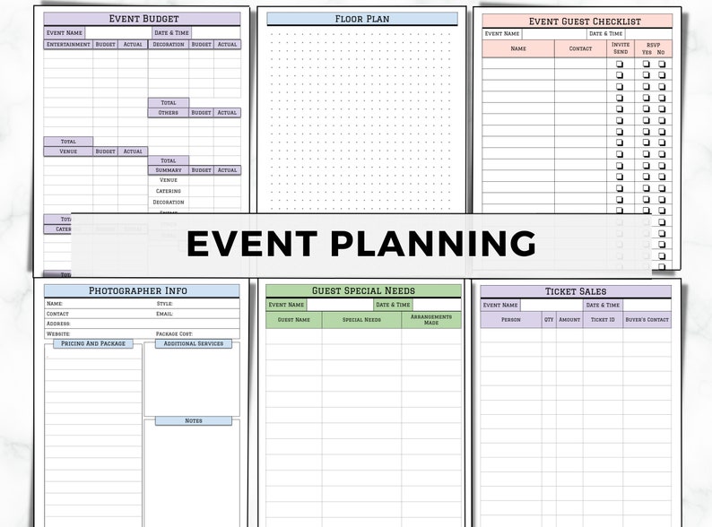 Event Planner Printable, Event Planning Checklist, Party Planner, Venue ...