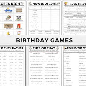 30th Birthday Party Games, Born in 1995, 30th Birthday Games, Born in ...