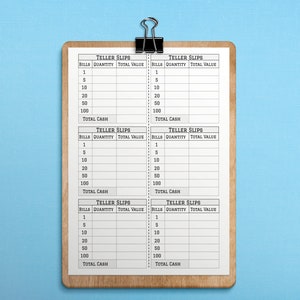 Printable Cash Breakdown Slips, Bank Teller Forms (digital Download) - Etsy