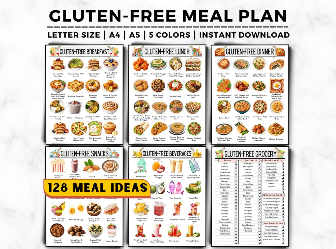 Gluten Free Meal Plan, Gluten Intolerant, Gluten and Dairy Free, Gluten ...