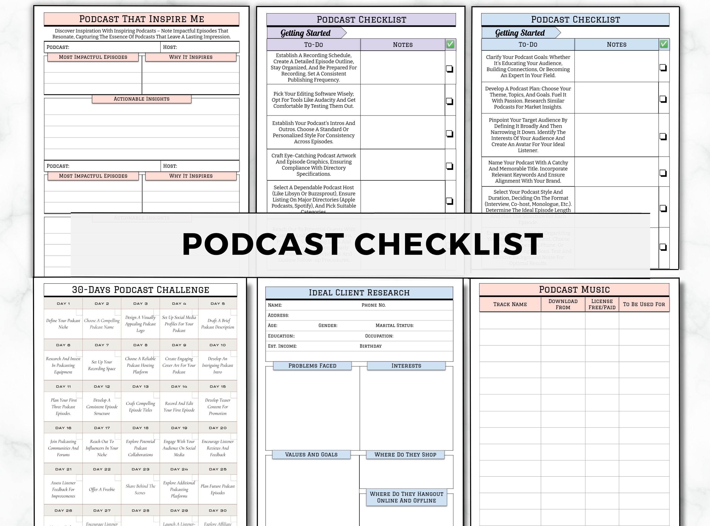 Podcast Planner, Episode Planning, Launch Checklist (printable, Digital ...