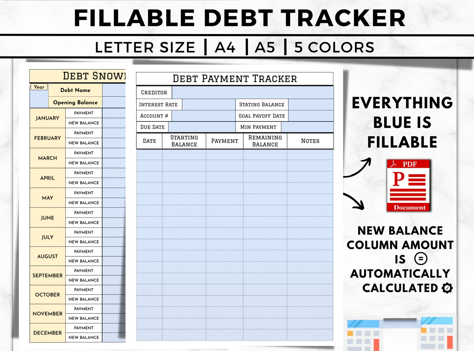 Editable Debt Payment Tracker, Debt Payoff Tracker Printable, Debt ...
