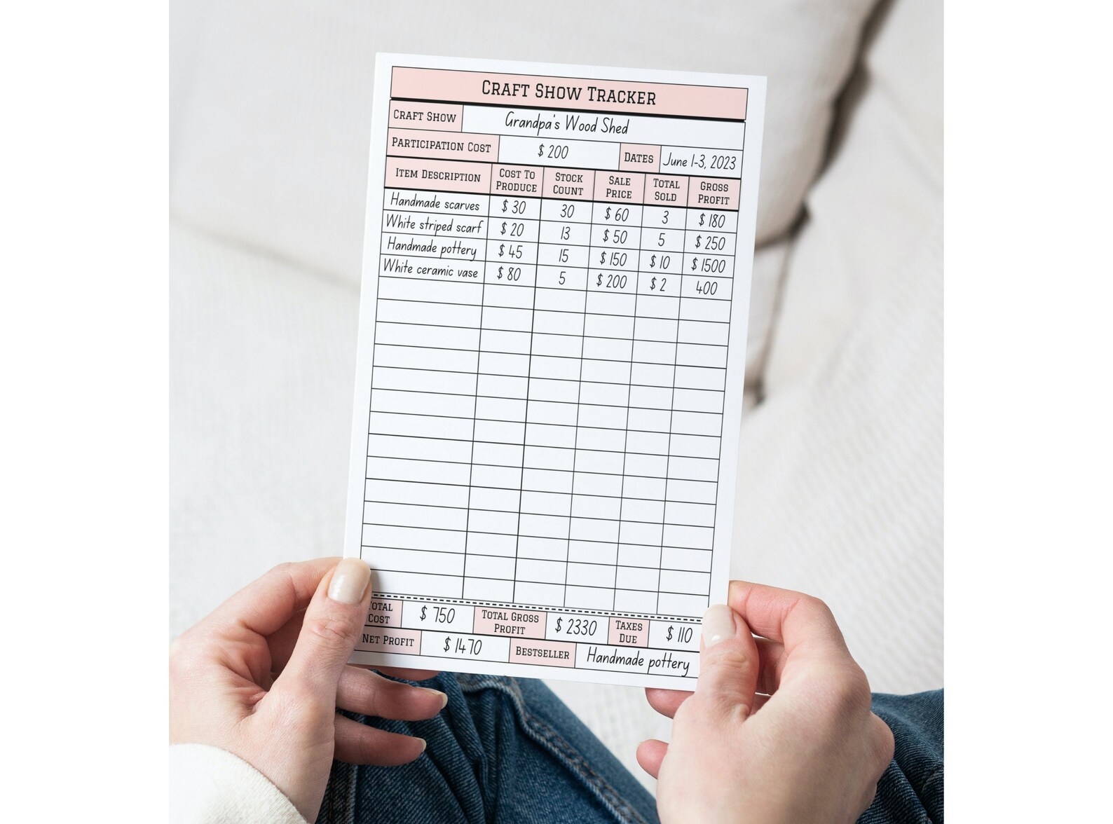 Craft Show Tracker Printable Craft Fair Planner Craft Show - Etsy