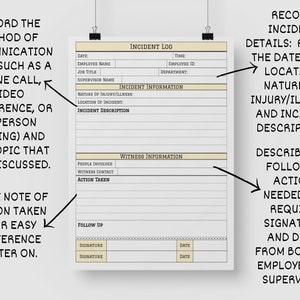 Incident Report Form, Editable Incident Log, Accident Reporting Sheet ...