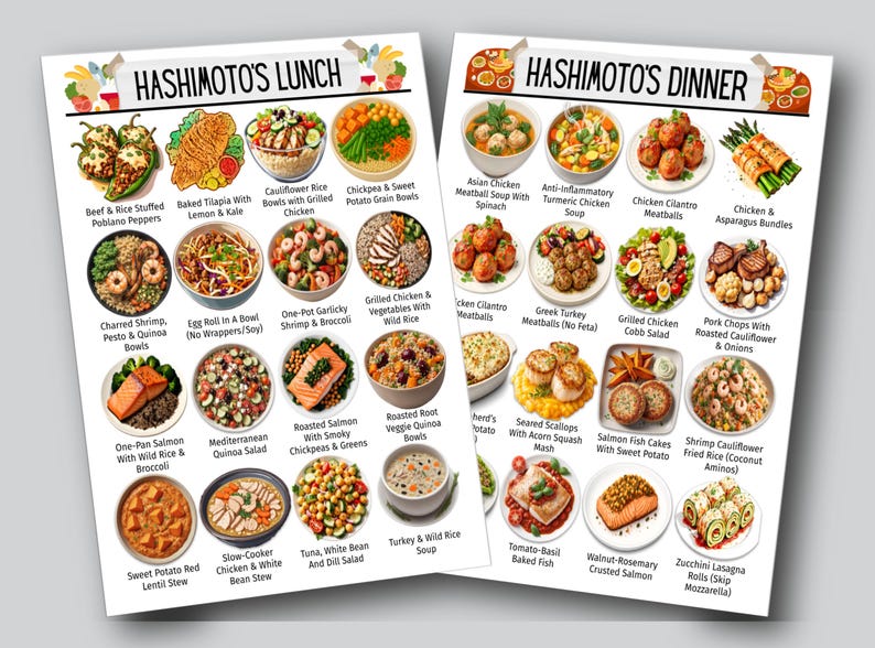 Hashimoto's Diet Meal Plan, Thyroid Health Food List, Hypothyroid Chart ...