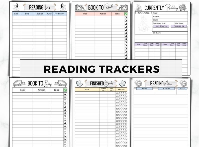 Reading Journal Printable, Book Reading Planner, Reading Challenge ...