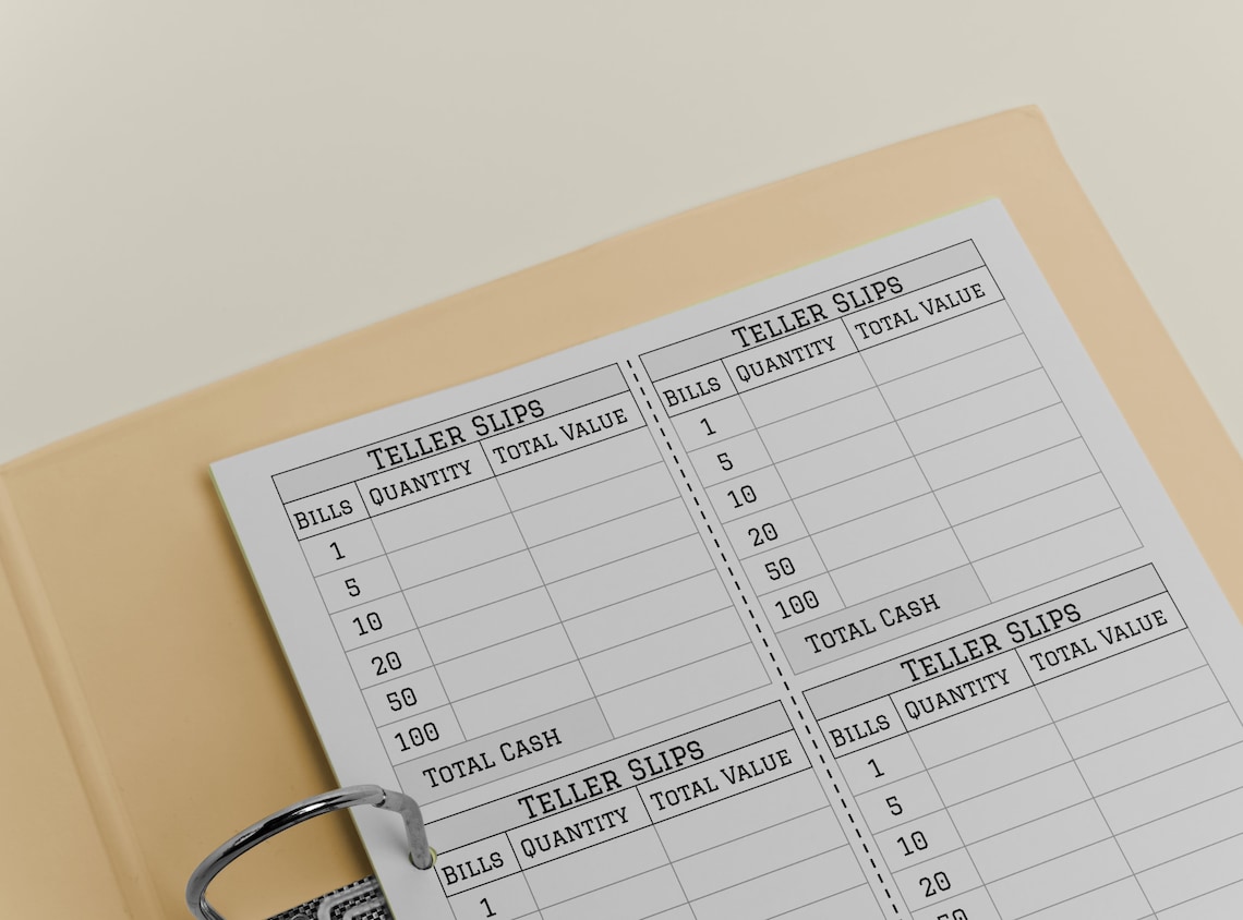 Cash Breakdown Slips Printable Bank Teller Slips Cash - Etsy