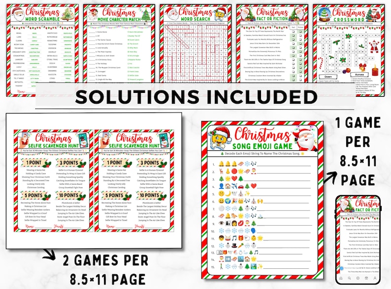 90 Printable Christmas Family Games Bundle, Gift Exchange Games ...